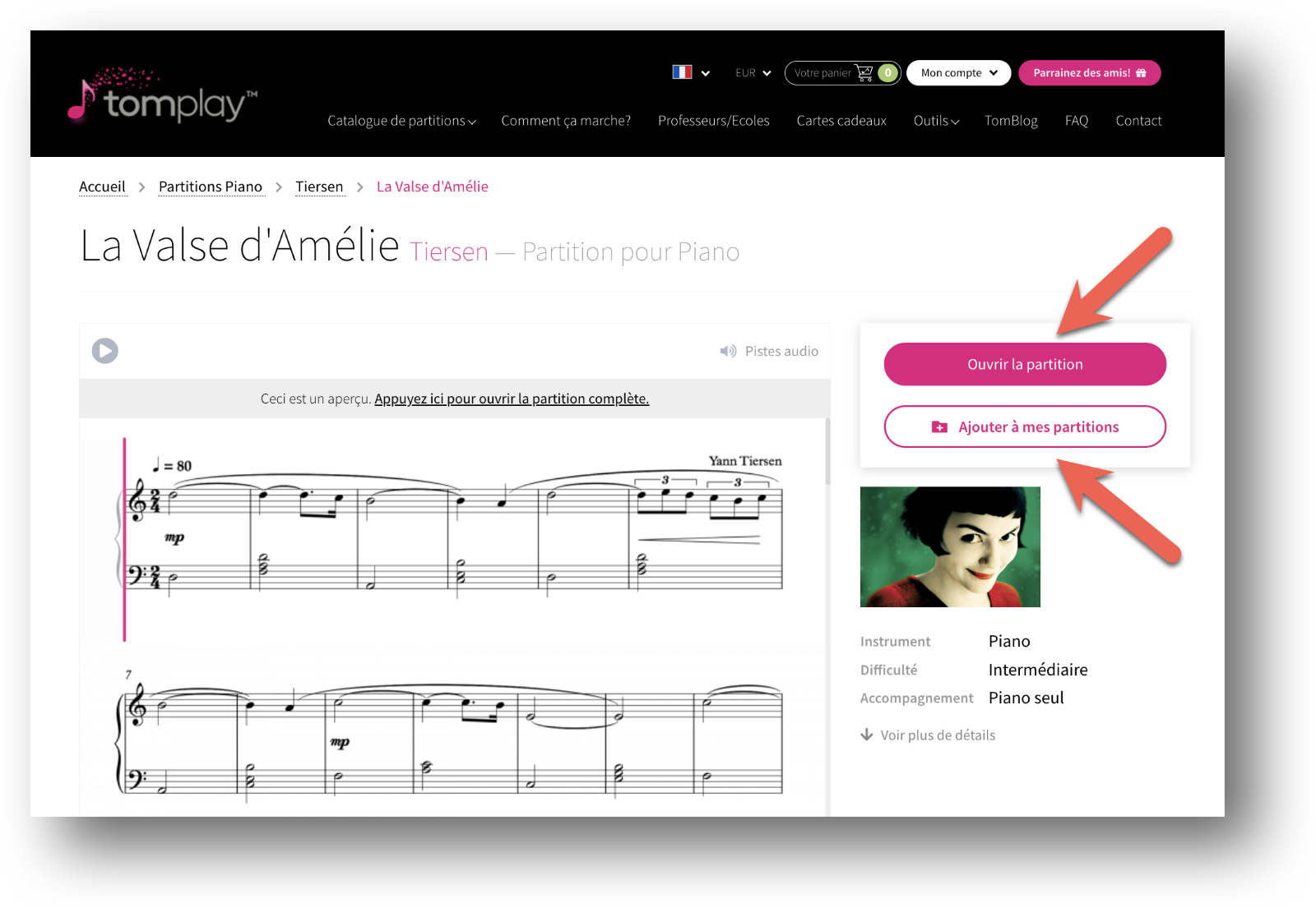 J’ai pris un essai gratuit/abonnement sur le site Tomplay, comment télécharger des partitions ...