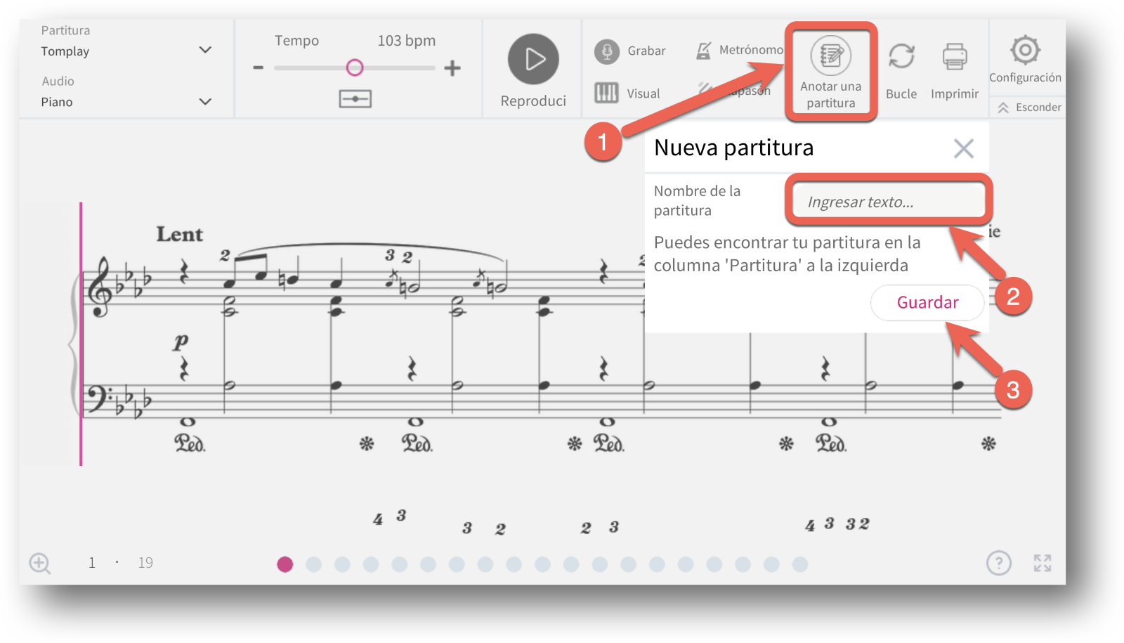 Anotar una partitura – Centro de Ayuda de Tomplay